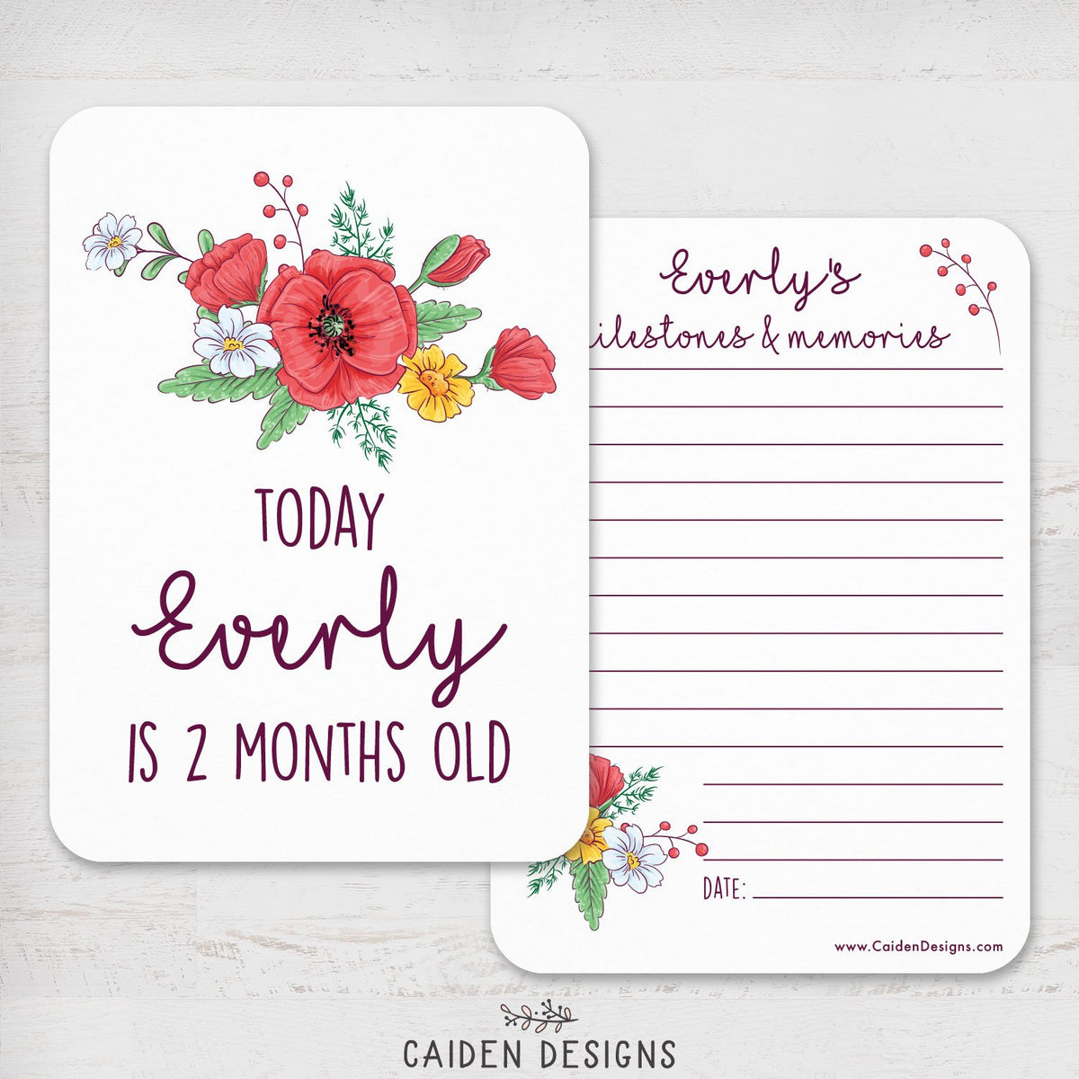 Personalized Milestone Cards Baby - Caiden Designs