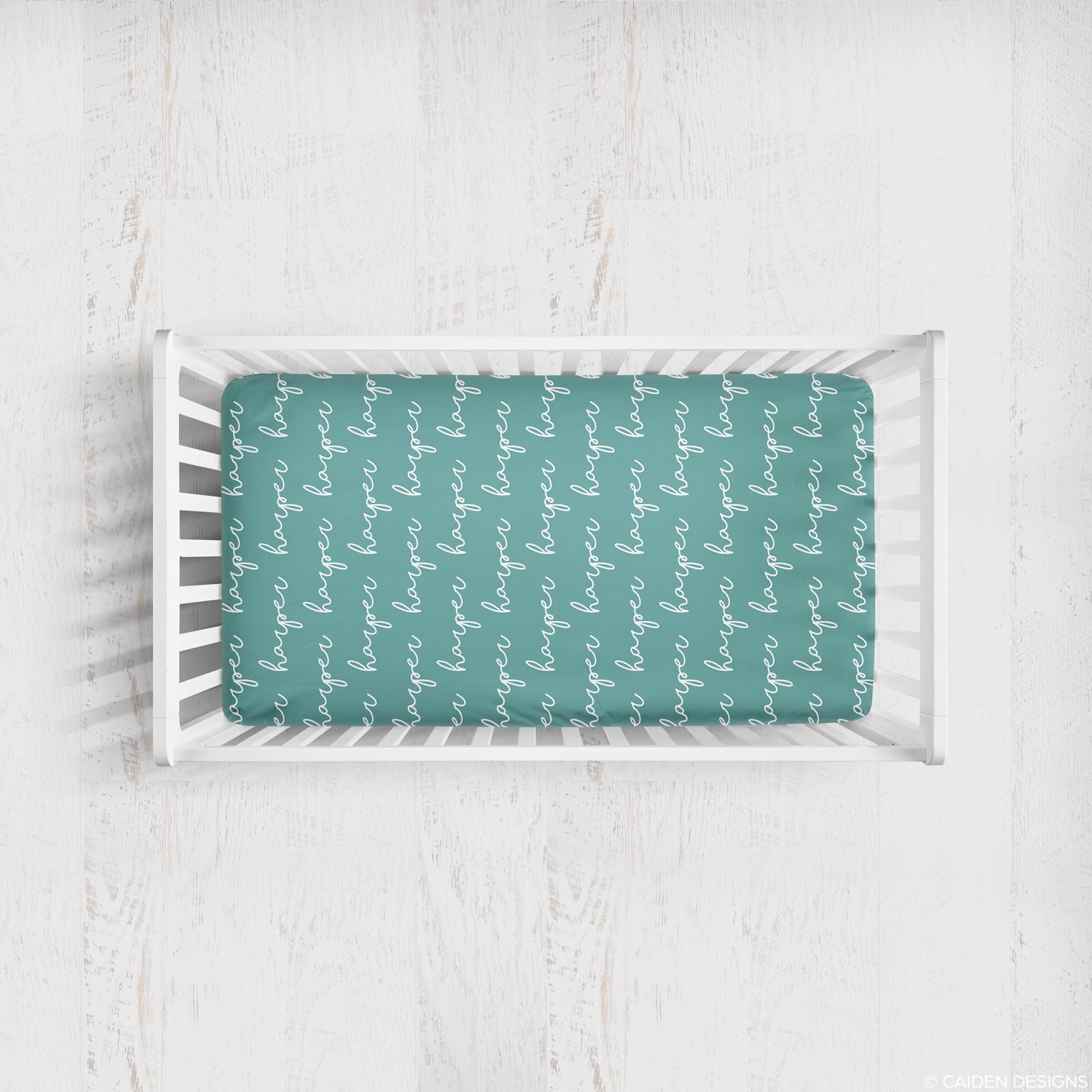 Handwritten Personalized Name Crib Sheet - Caiden Designs