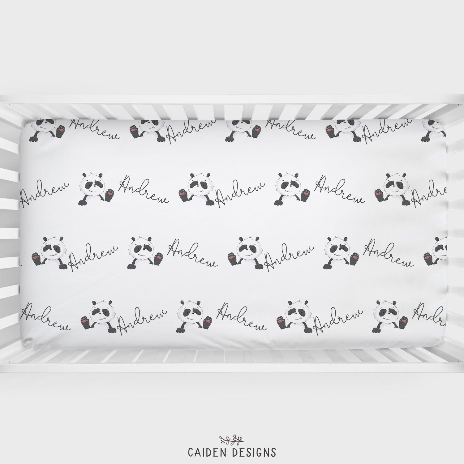 Panda Personalized Crib Sheet - Caiden Designs