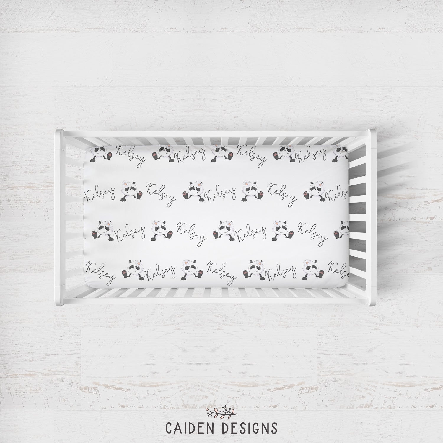 Panda Personalized Crib Sheet - Caiden Designs